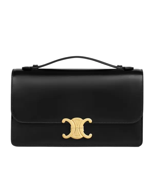 Celine Medium Triomphe Folio In Shiny Calfskin