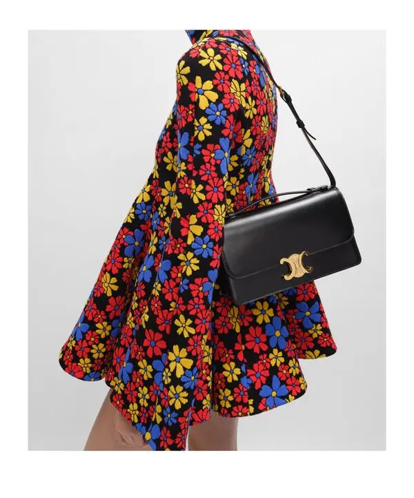 Celine Medium Triomphe Folio In Shiny Calfskin