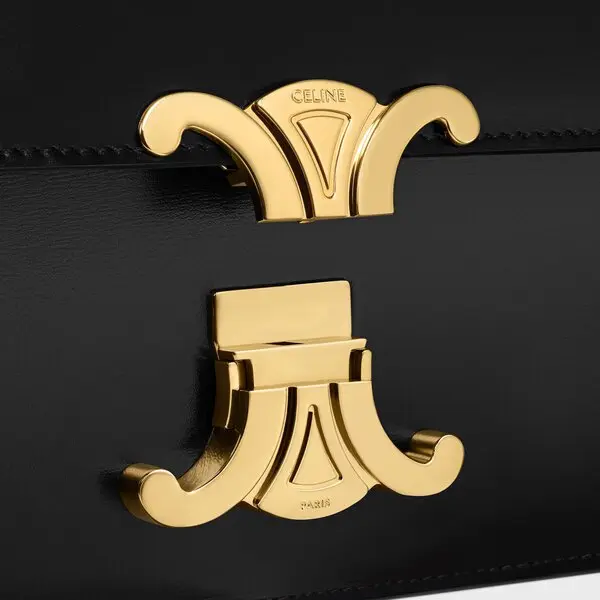Celine Medium Triomphe Folio In Shiny Calfskin