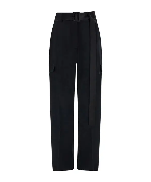 FERRAGAMO Belted Waist Satin Cargo Trousers