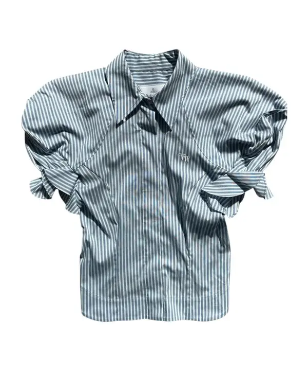 VIVIENNE WESTWOOD Striped Shirt With Logo Embroidery - Blue