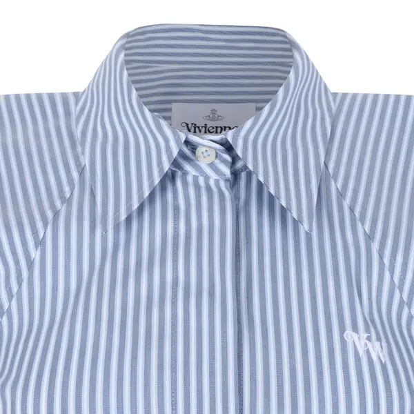 VIVIENNE WESTWOOD Striped Shirt With Logo Embroidery - Blue