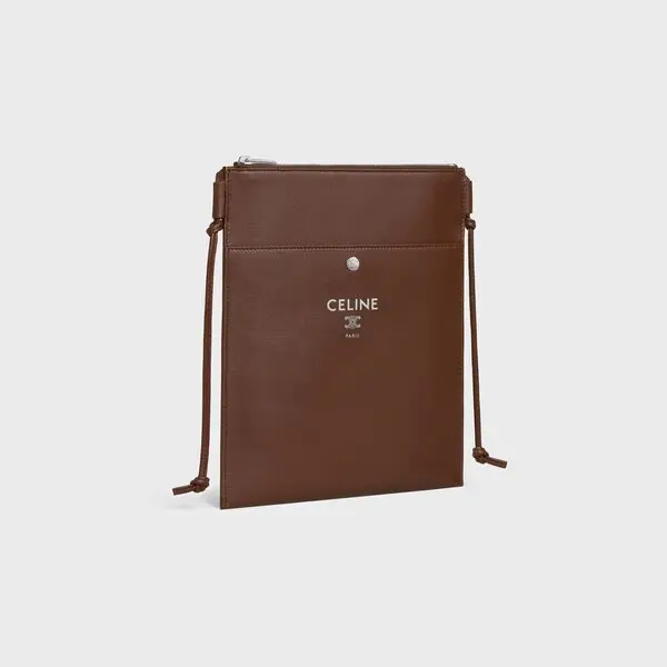 Celine Pouch Take Away In Smooth Lambskin - Chocolate-colored