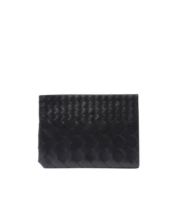 Bottega Veneta Half Zip Pouch - Black