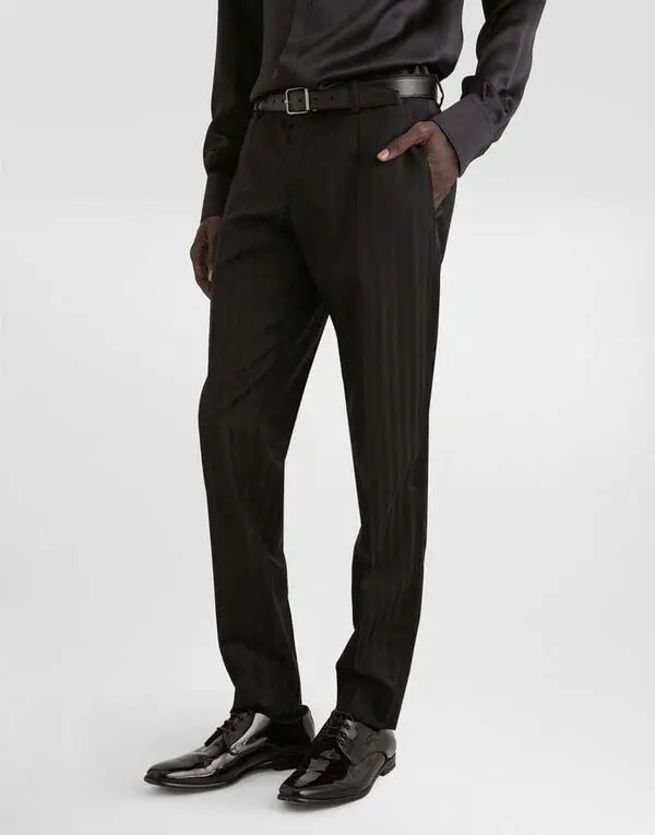 Dolce & Gabbana Satin Striped Tailored Trousers - Black