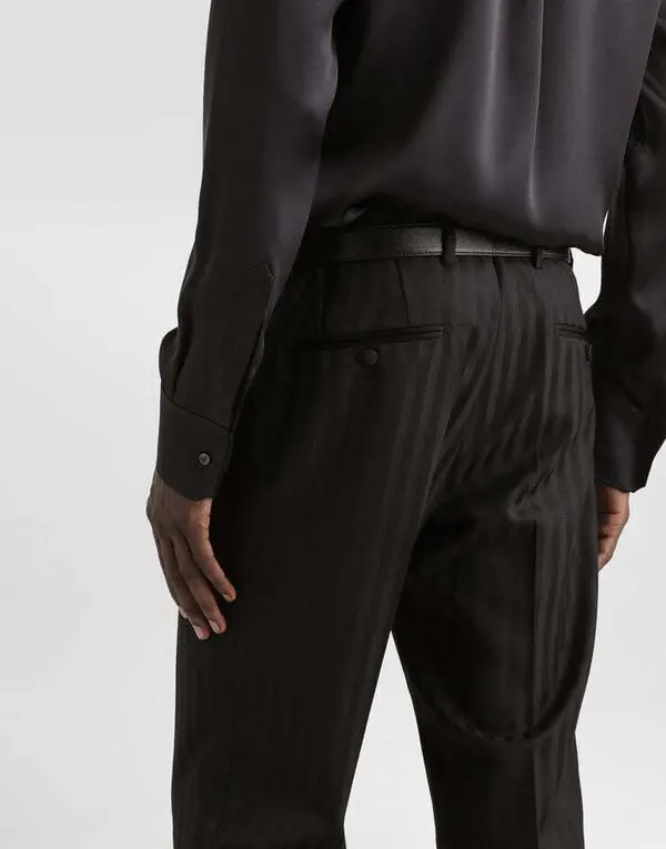 Dolce & Gabbana Satin Striped Tailored Trousers - Black