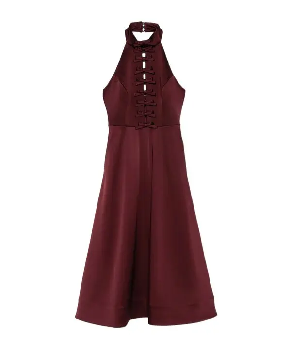 Rebecca Vallance Merlot Midi Dress With Bow Detail - Red