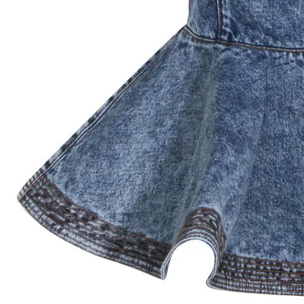 Alaïa Peplum Halter Neck Denim Top - Blue