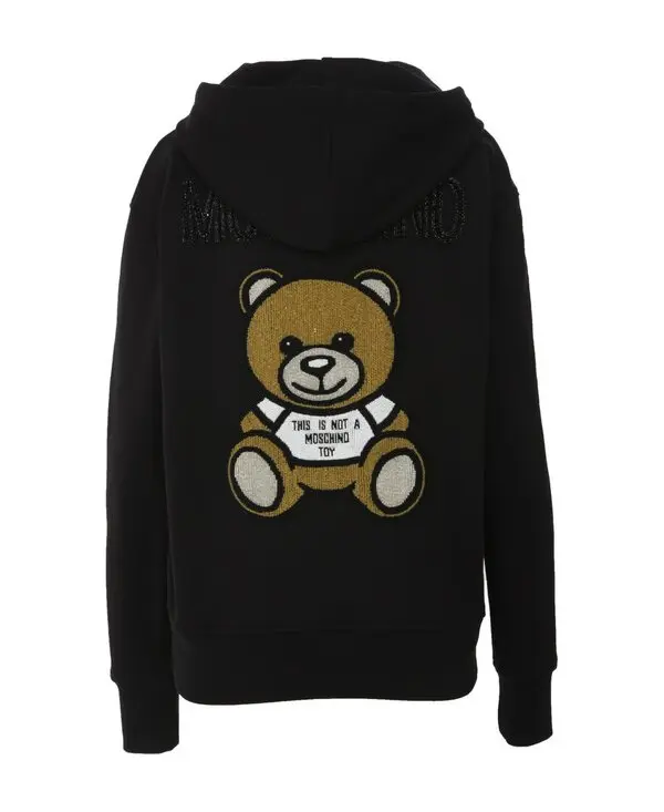 Moschino Embellished Teddy Bear Zip-up Hoodie