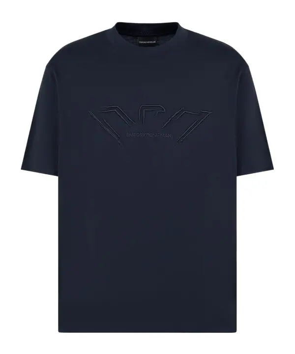 Emporio Armani Logo-raised Jersey T-shirt - Black