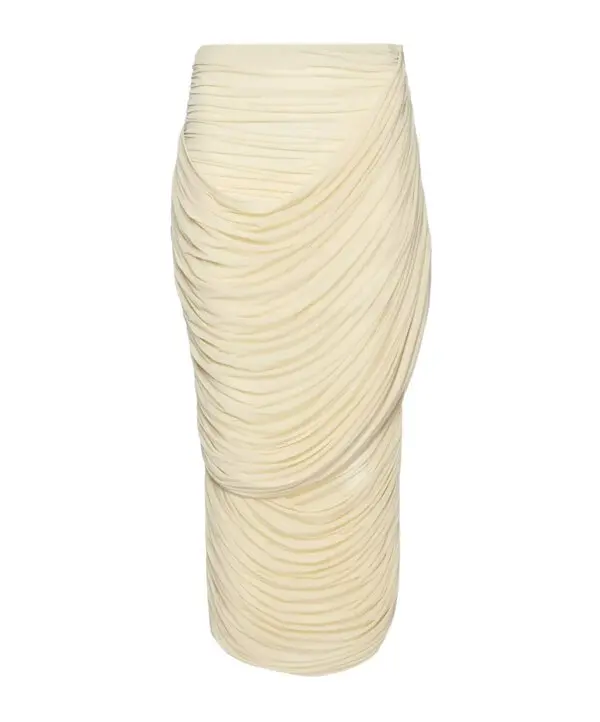 Magda Butrym Draped Pleated Midi Skirt - Beige