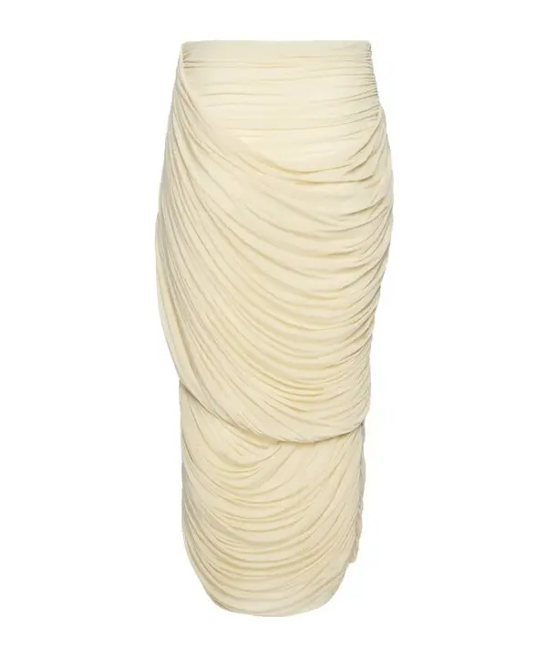 Magda Butrym Draped Pleated Midi Skirt - Beige