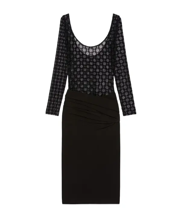 Givenchy Monogram Tulle Draped Dress - Black