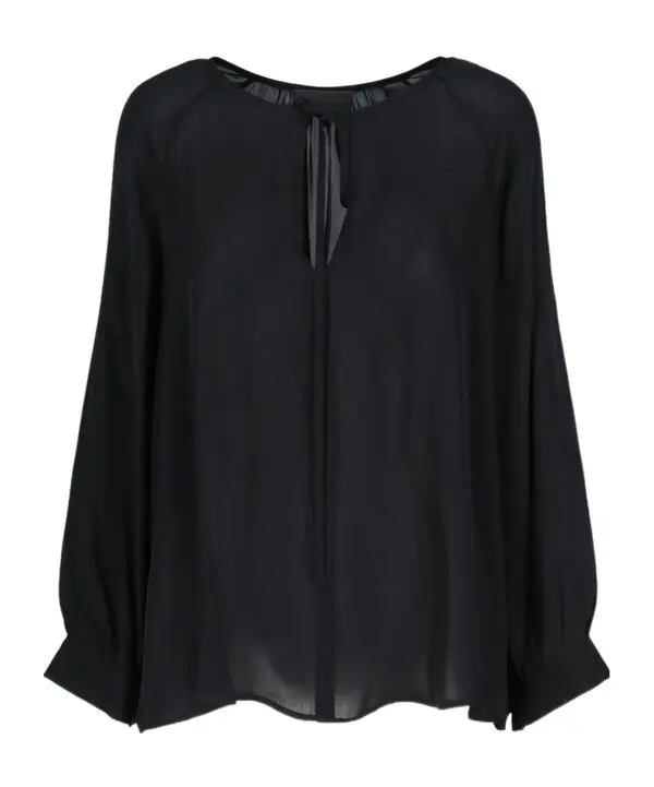 NILI LOTAN Tie Neck Blouse With Lace Details - Black