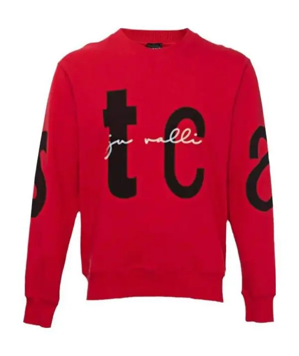 Just Cavalli Round Neck Logo Sweater - Red
