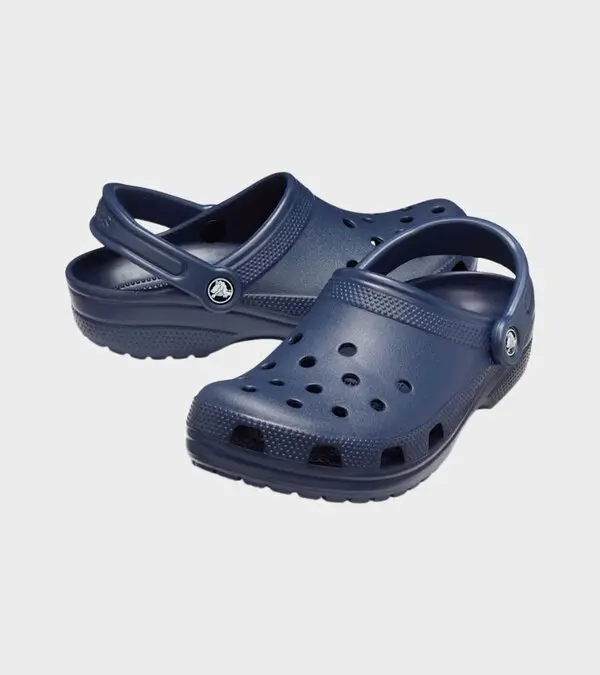 CROCS Round Toe Clogs With Heel Strap - Navy