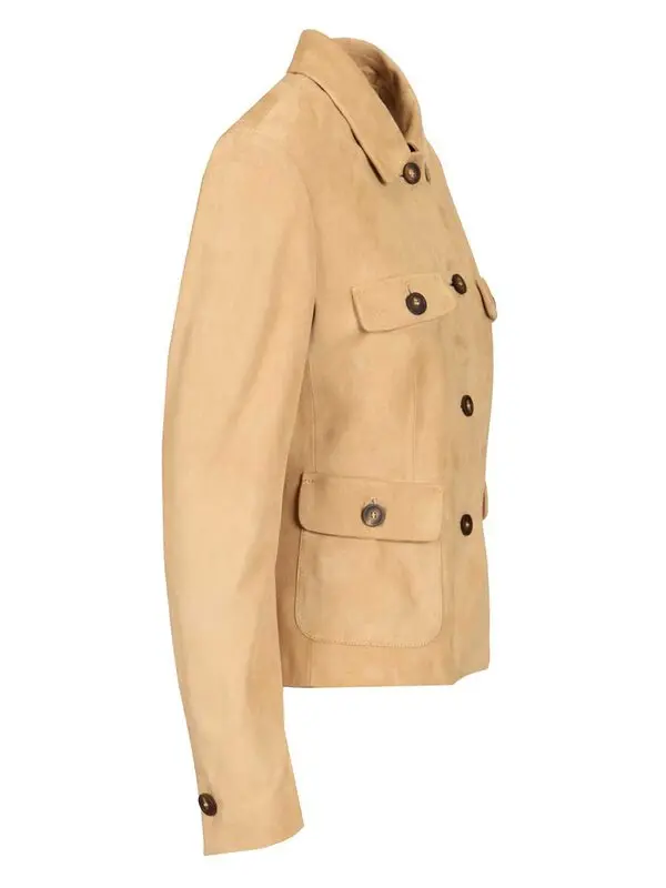 Tagliatore Suede Long-sleeved Jacket - Nude