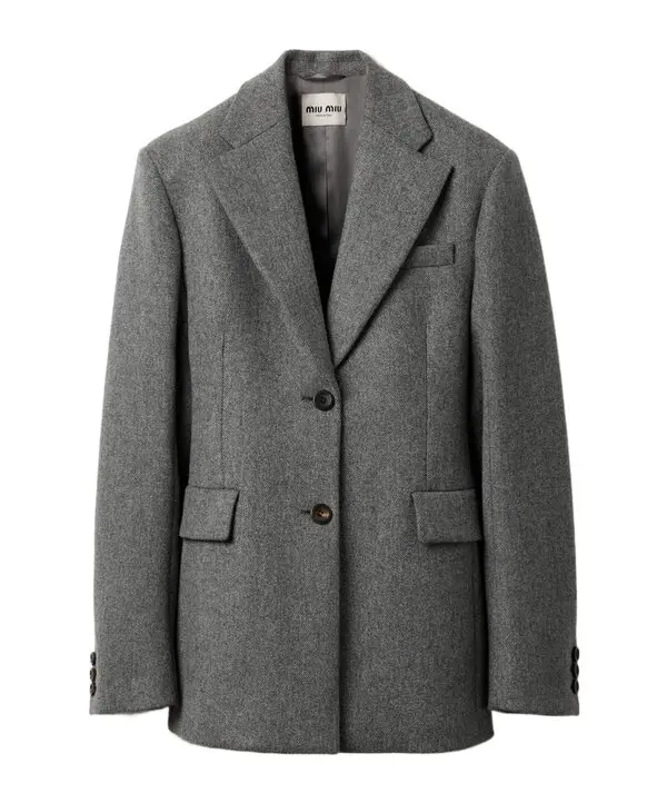 Miu Miu Single-breasted Wool Jacket With Notched Lapels