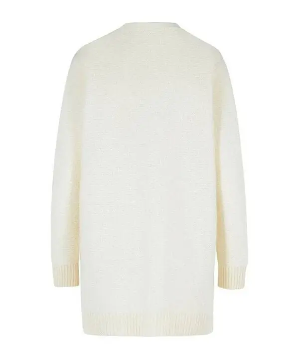 Max Mara V-neck Long-sleeved Sweater With Pockets - White