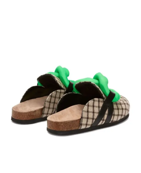 J.W.ANDERSON Checkered Round Toe Chain Detail Slippers - Multicolor