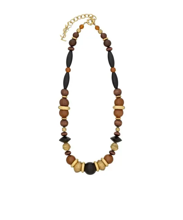 Saint Laurent Glass, Wood, Resin, And Metal Oversized Necklace - Yellow