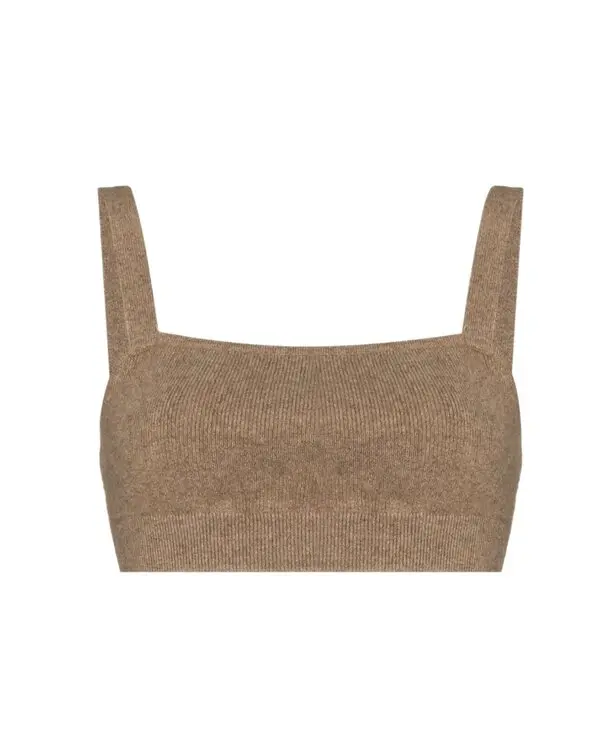 FRAME Knitted Square-neck Crop Top