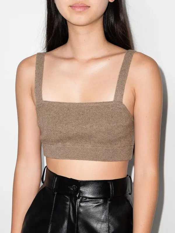 FRAME Knitted Square-neck Crop Top
