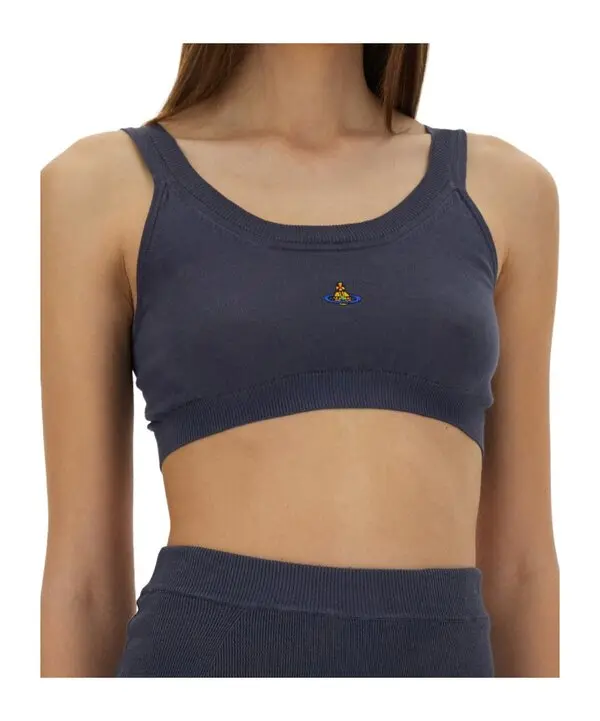 VIVIENNE WESTWOOD Logo Embroidered Cropped Top