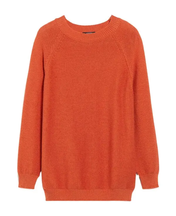 Max Mara Orange Ribbed Round Neck Sweater - Red