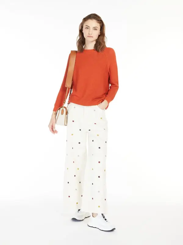 Max Mara Orange Ribbed Round Neck Sweater