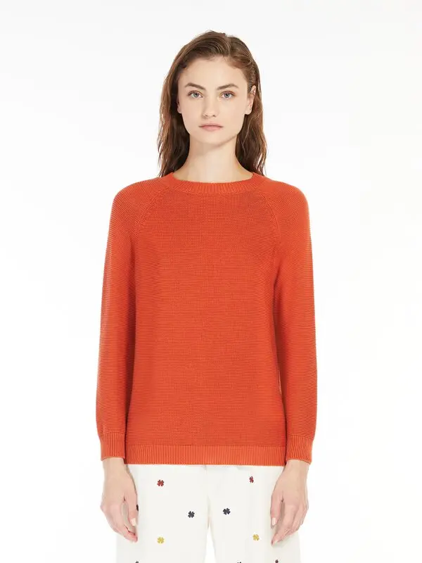 Max Mara Orange Ribbed Round Neck Sweater