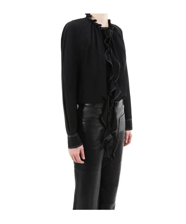 Victoria Beckham Ruffled Shirt With Contrast Stitching