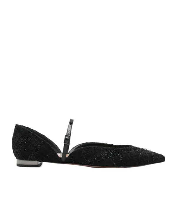 AQUAZZURA Embellished Ballerina Flats - Black