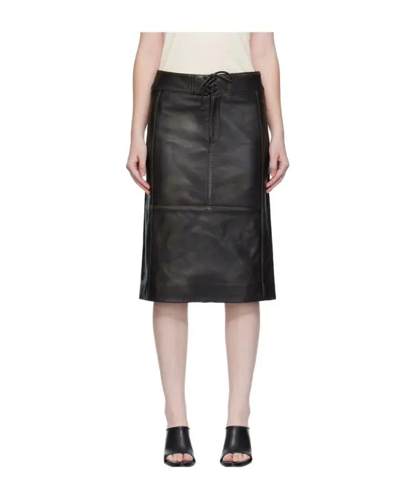 Christopher Esber Burnished Eddie Leather Skirt - Black