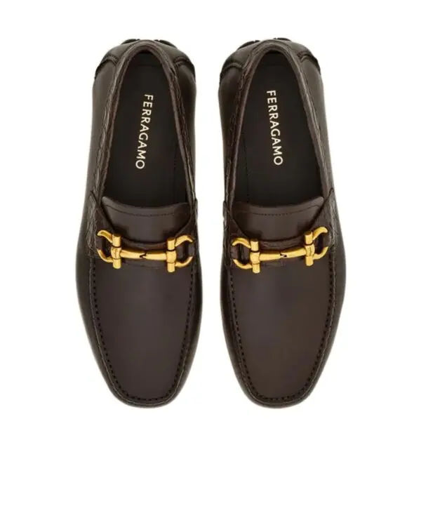 FERRAGAMO Gancini Buckle Penny Driver Loafers - Black