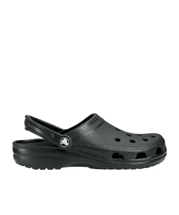 CROCS Round Toe Clogs With Heel Strap - Black