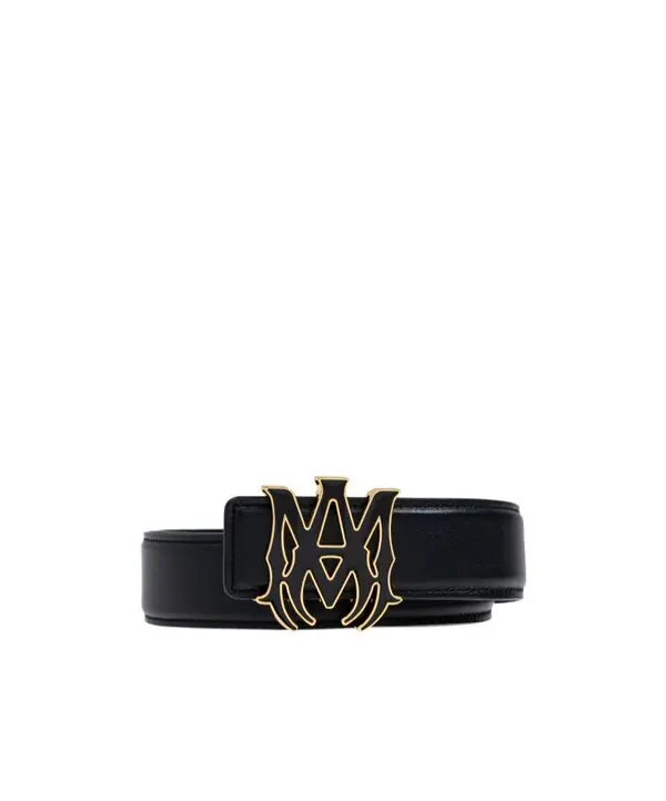 Amiri Logo Buckle Leather Belt - Black
