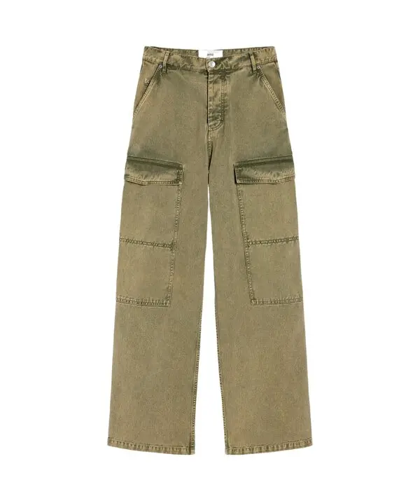 AMI Paris Wide-leg Cargo Jeans - Gray