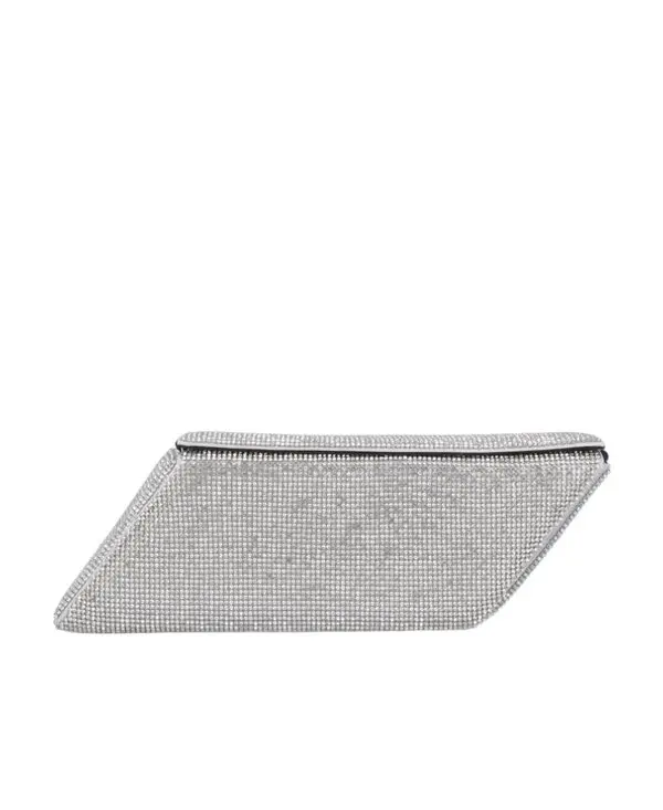 Kara Embellished Box-shaped Chain-linked Shoulder Bag - Gray