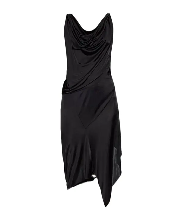 Dsquared2 Cowl Neck Asymmetrical Hem Midi Dress - Black