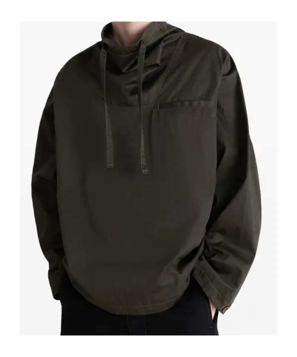 LEMAIRE Long Sleeve Drawstring Sweatshirt - Brown