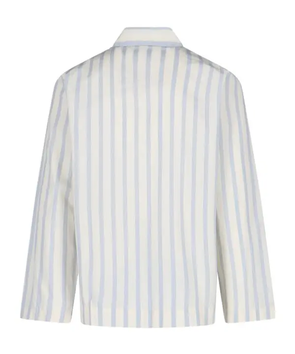TEKLA Striped Long-sleeved Shirt Pajamas - White