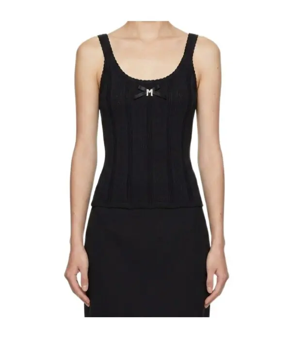 Marissa Chiara Sleeveless Vest With Bow Detail - Black