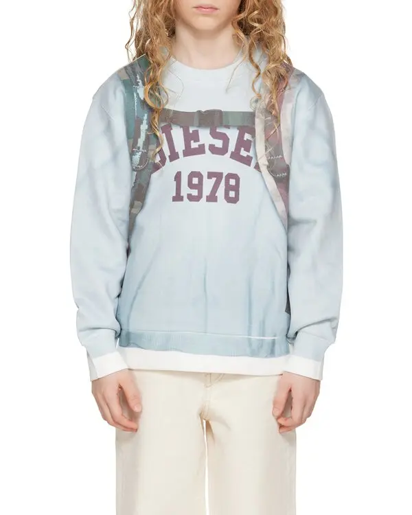 DIESEL® Trompe L'oeil Print Crew Neck Sweater