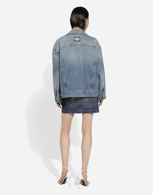 Dolce & Gabbana Branded Plate Denim Jacket - Gray