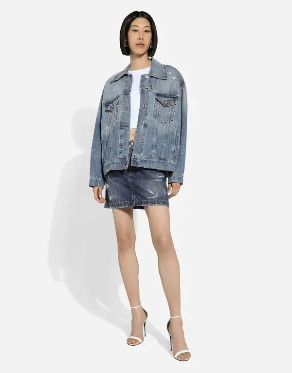 Dolce & Gabbana Branded Plate Denim Jacket - Gray