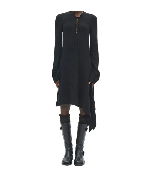 ANN DEMEULEMEESTER Cordule Lace-up Serafino Dress - Black