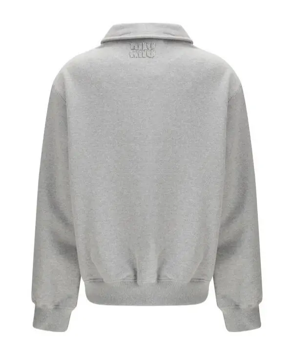 Miu Miu Zippered Cotton Fleece Jacket - Grey