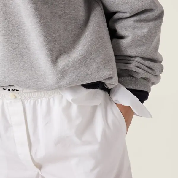 Miu Miu Zippered Cotton Fleece Jacket - Grey