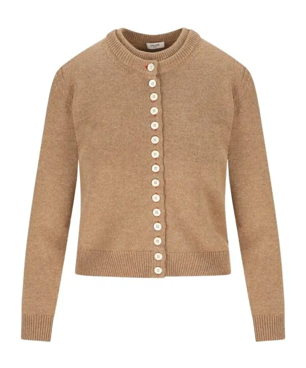 Celine Heritage Cashmere Twinset Cardigan - Camel